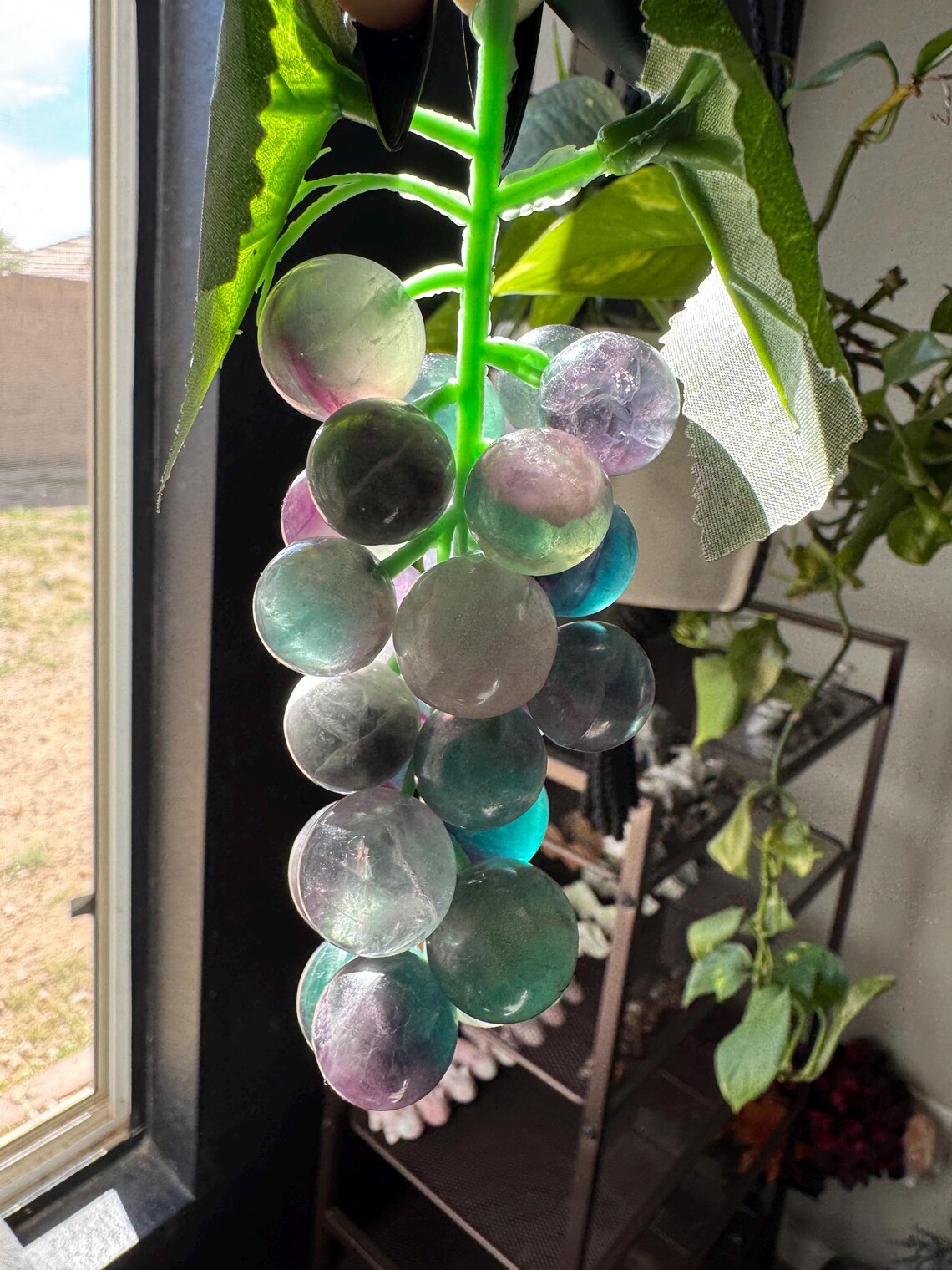 Purple & Green Fluorite Grape Cluster Crystal | Carved and Polished ...