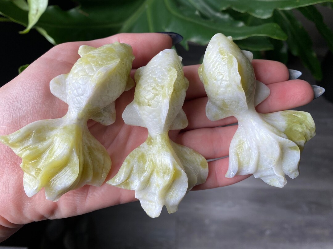 Lemon Jade Koi Fish Crystal | Natural Lemon Jade Carved and Polished ...