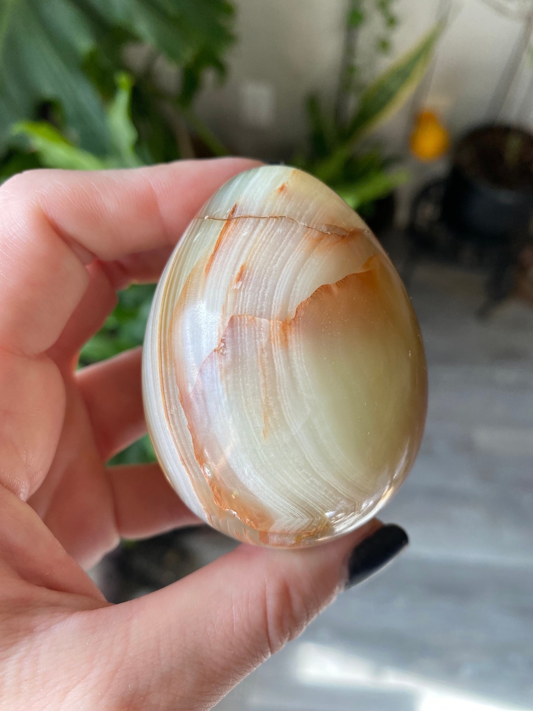 1/2lb Green Onyx Egg Crystal Natural Banded Stone Carved & Polished Egg ...