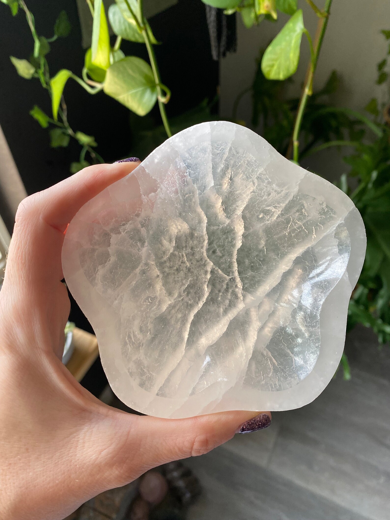 Selenite Flower Bowl Crystal | Carved Flower Charging Crystal Dish ...