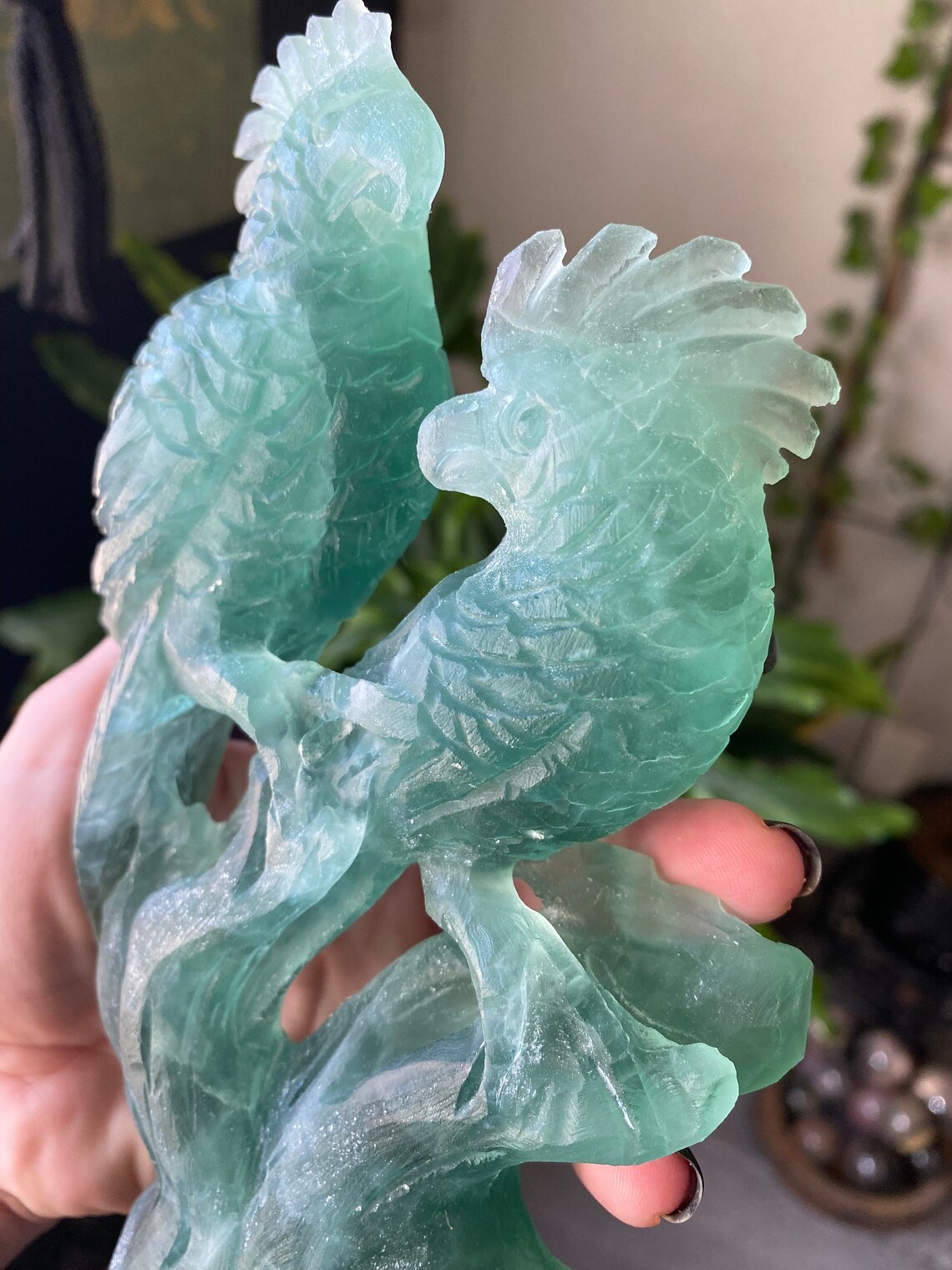 1.4lb Fluorite Birds Crystal | Natural Stone Carved Parrots Cockatoos ...