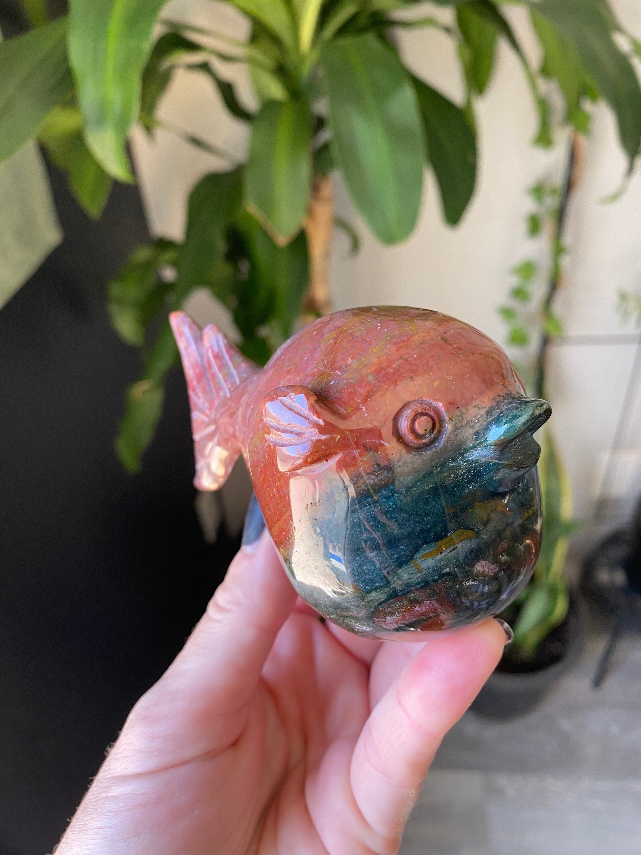 Ocean Jasper Puffer Fish Crystal Large | Natural Polished and Carved ...