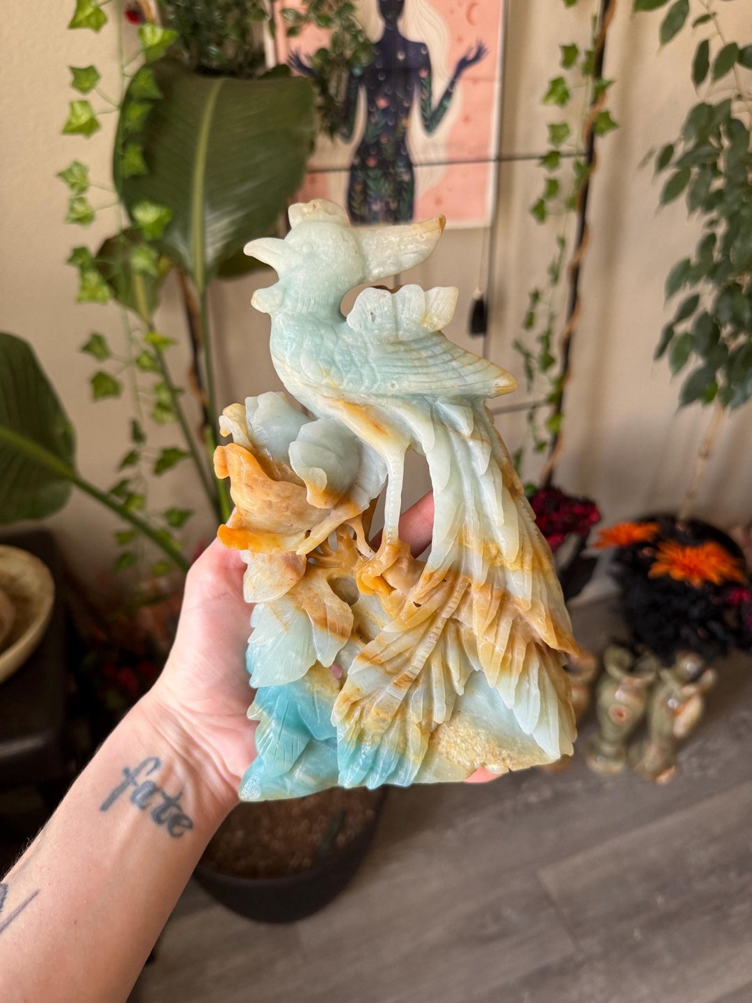 2.2lb Caribbean Calcite Bird Crystal Large | Carved & Polished Natural ...