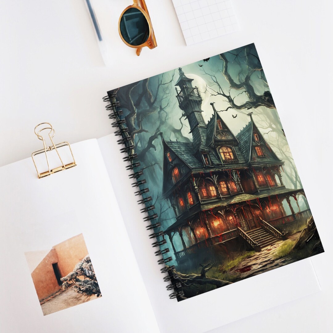 Spiral Notebook With Haunted House, Nightmare Journal, Gift for Goth ...