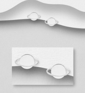 925 Sterling Silver Saturn Push-back Earrings - Etsy