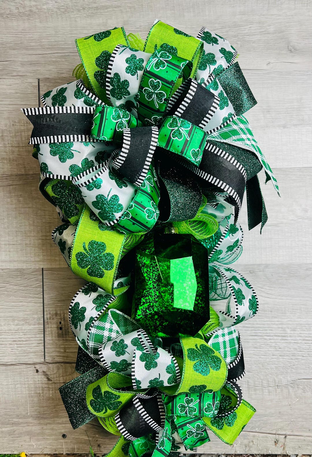 St. Patricks Day, Shamrock, Green, Wreath, Swag, Whimsical, Glam, Gem ...