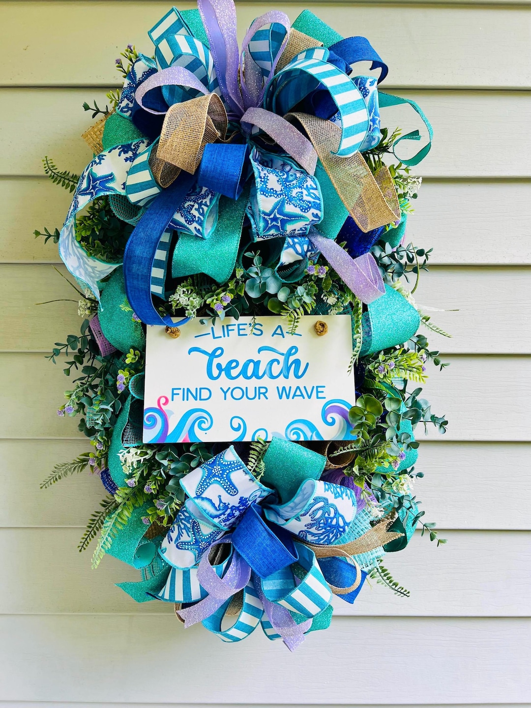 Beach Wreath, Beach Swag, Front Door, Wall Hanging,home, Decor, Coastal ...
