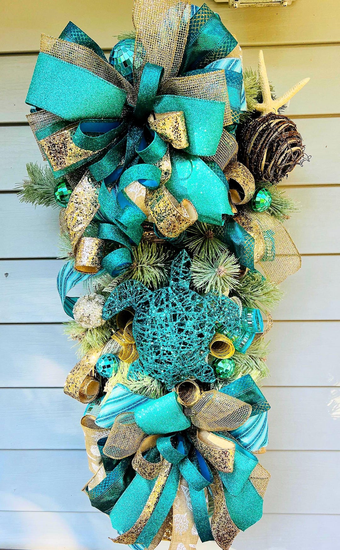 Sea Turtle Swag, Christmas Swag, Coastal Swag, Sea Turtle Christmas ...