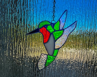 Stained Glass Ruby Throated Hummingbird - Etsy