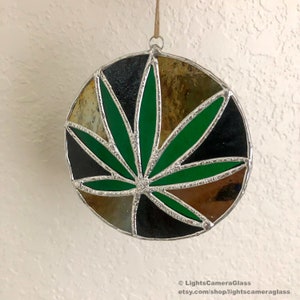 Cannabis Ornament-stained Glass Cannabis Sun Catcher-stained Glass ...