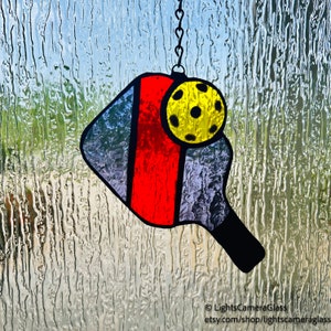 Stained Glass Pickleball Suncatcher-stained Glass Pickleball Window ...