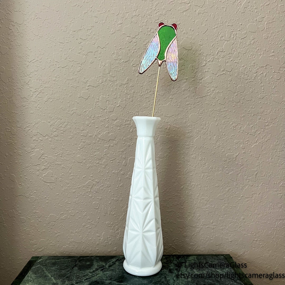 Stained Glass Cicada Indoor Plant Stake-cicada Indoor Plant Stake ...