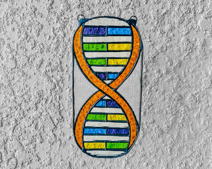 Stained Glass Double Helix Suncatcher-dna Suncatcher-dna Window Hanging ...