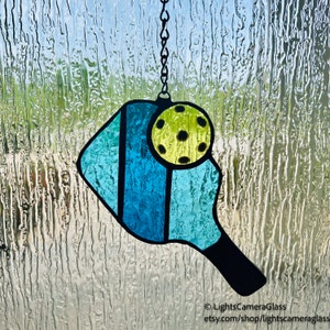Stained Glass Pickleball Suncatcher-stained Glass Pickleball Window ...