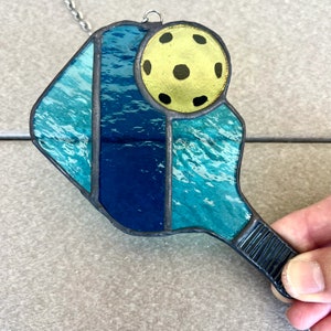 Stained Glass Pickleball Suncatcher-stained Glass Pickleball - Etsy