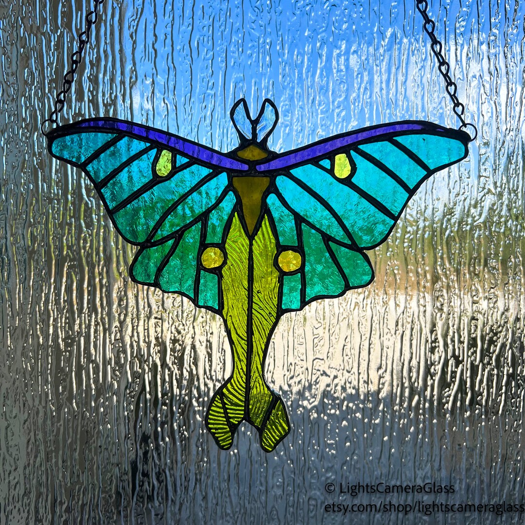Stained Glass Luna Moth-luna Moth Suncatcher Luna Moth-green Moth-moth ...