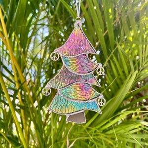 Stained Glass Iridescent Peace Tree Ornament-holiday Peace Tree ...