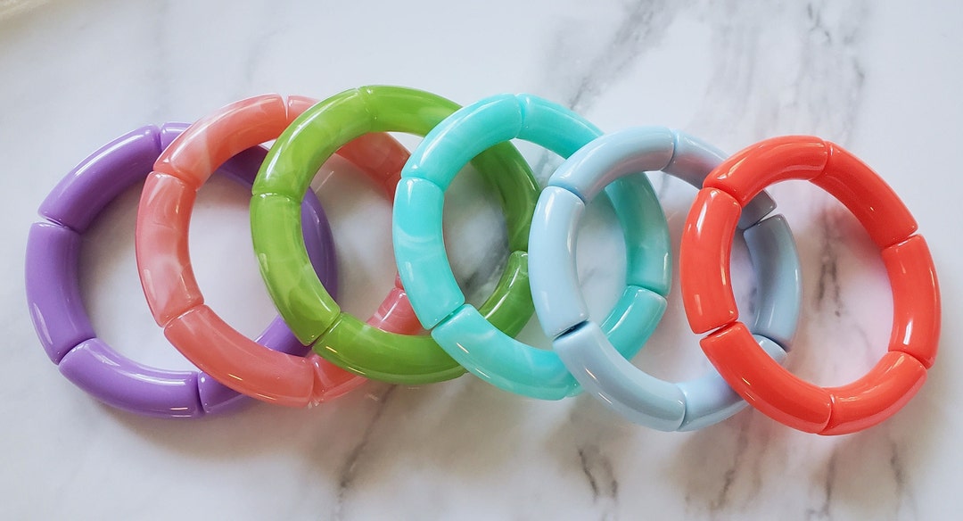 Summer Acrylic Stackable Bracelets | Pool Swim Vacation Jewelry | Tube ...