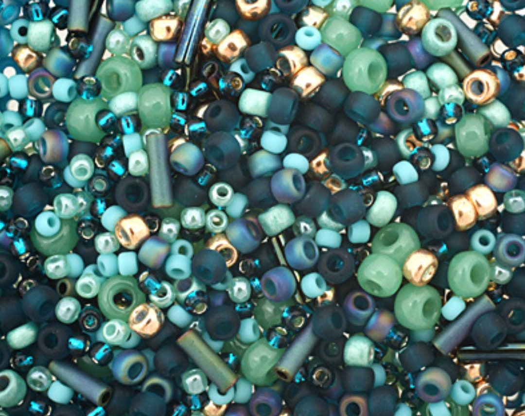 Seed Bead Mix Assorted Blue Green Teal Gold 480 Beads 2.5 Tube 2-5mm - Etsy