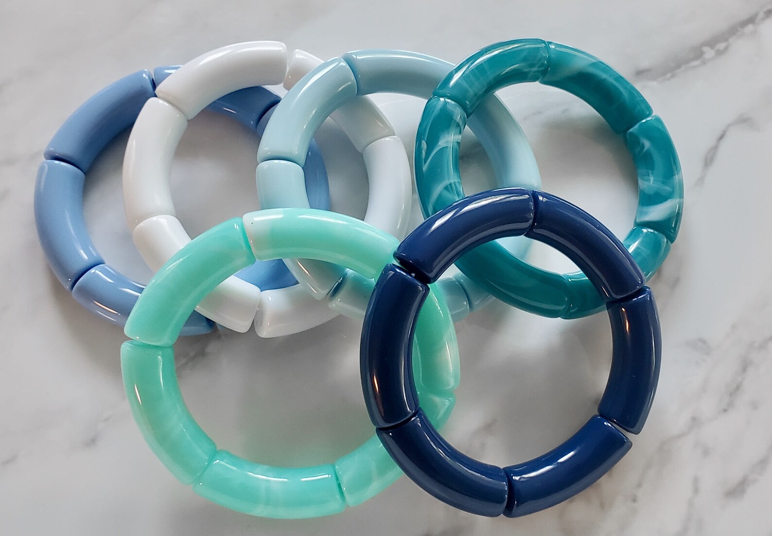 Summer Acrylic Stackable Bracelets | Pool Swim Vacation Jewelry | Tube ...