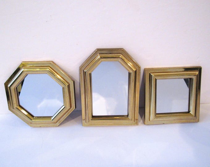 Set of 3 Small Gold Toned Accent Mirrors - Etsy