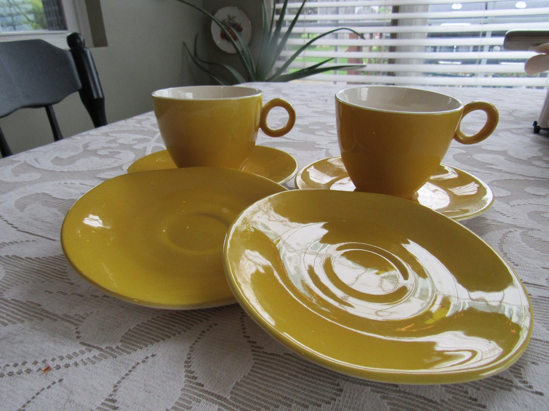 Retro Bright Yellow Teacup and Saucer Set - Etsy