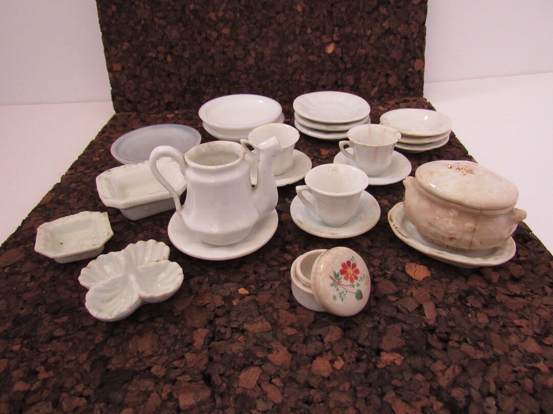Antique Miniature China Tea Set and Dishes - Etsy