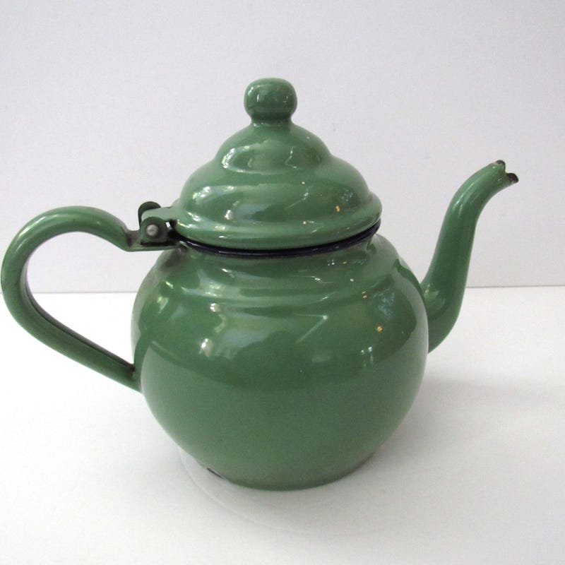 Green Enamel Teapot - Etsy
