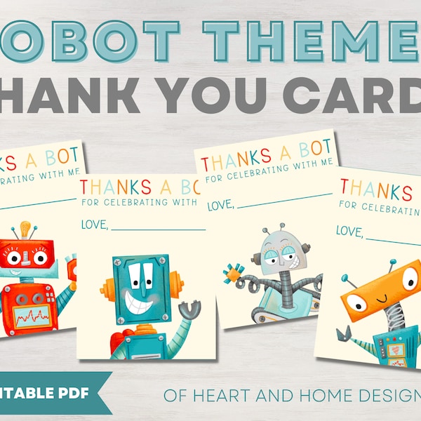 Robot Thank You Cards - Etsy