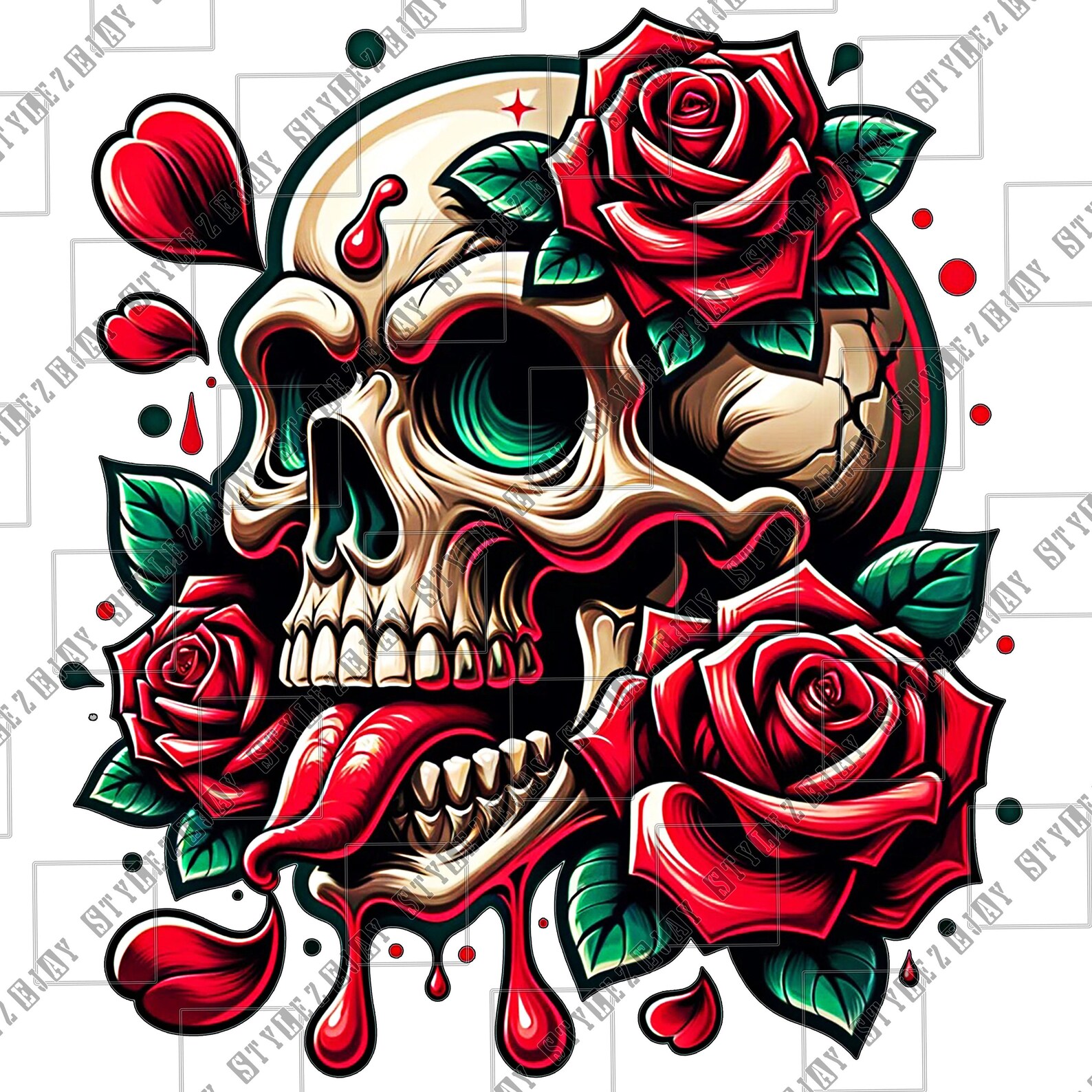 Bleeding Heart N Rose Skull Png - Etsy