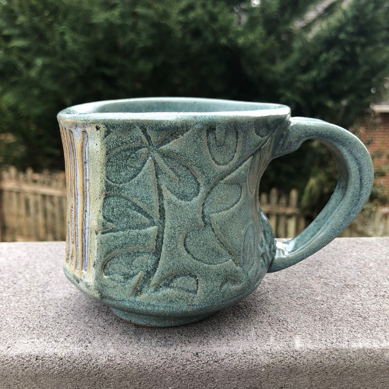 Whimsical Blue Pottery Mug - Etsy