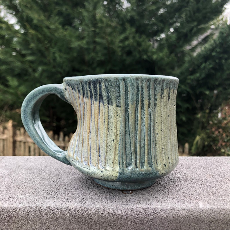 Whimsical Blue Pottery Mug - Etsy