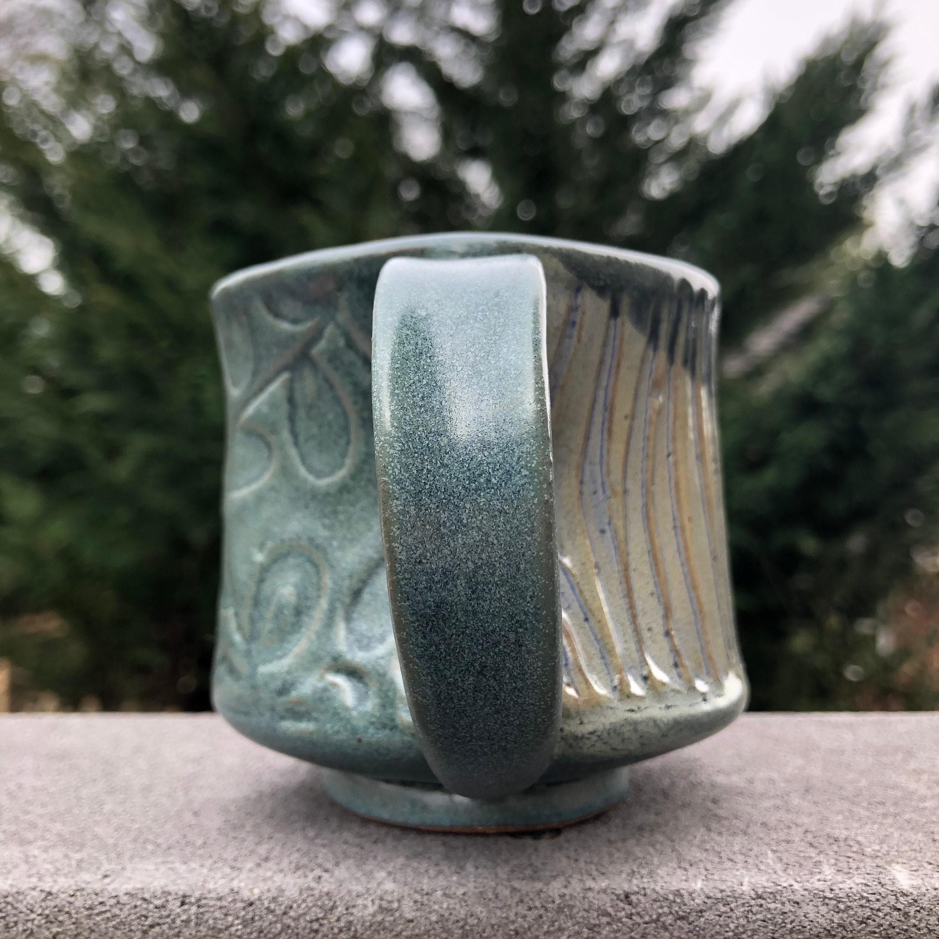 Whimsical Blue Pottery Mug - Etsy