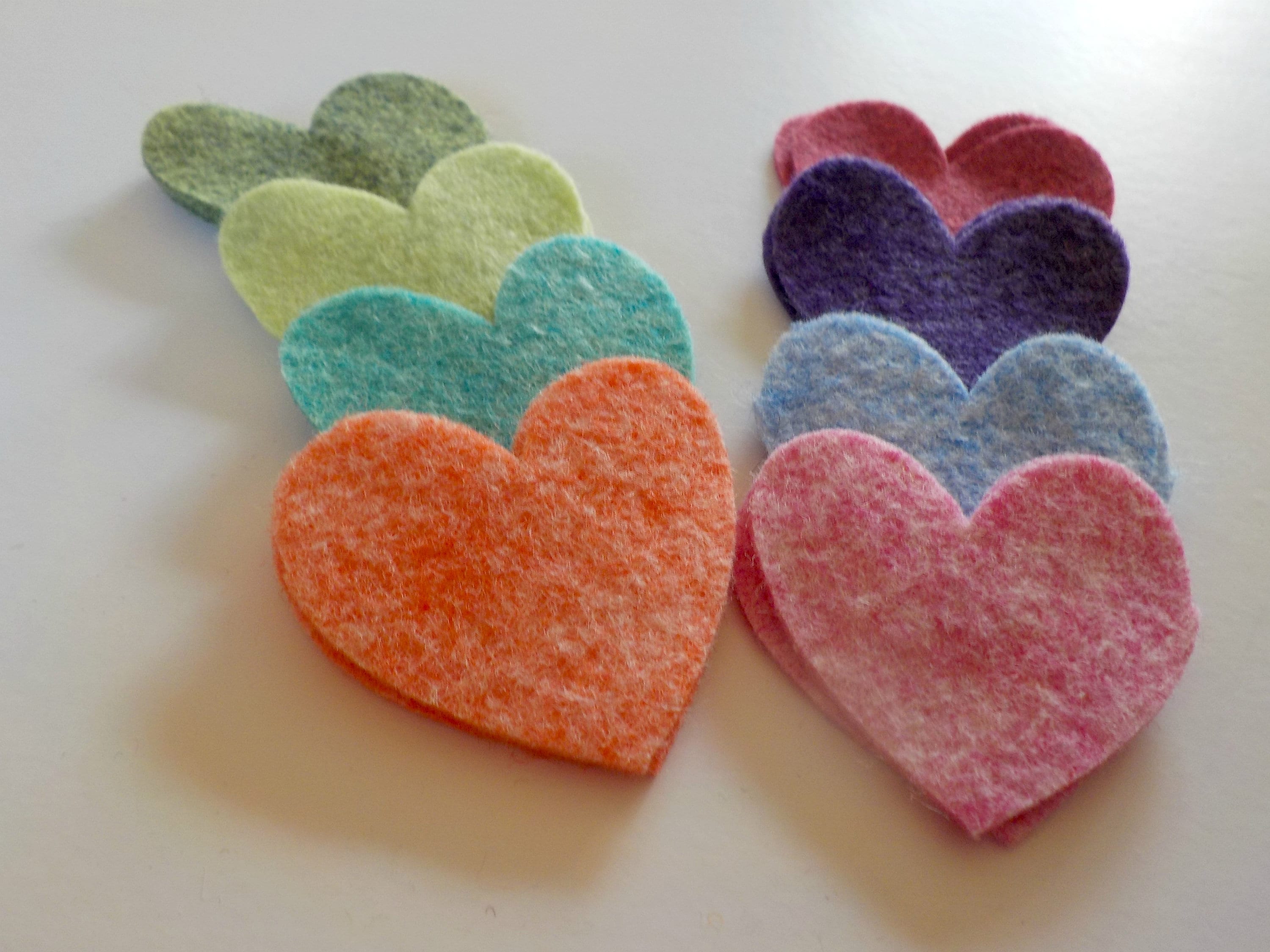 50 Pastel Pre-cut Wool Felt Hearts, 5cm Die Cut Heart Shapes, Precut ...