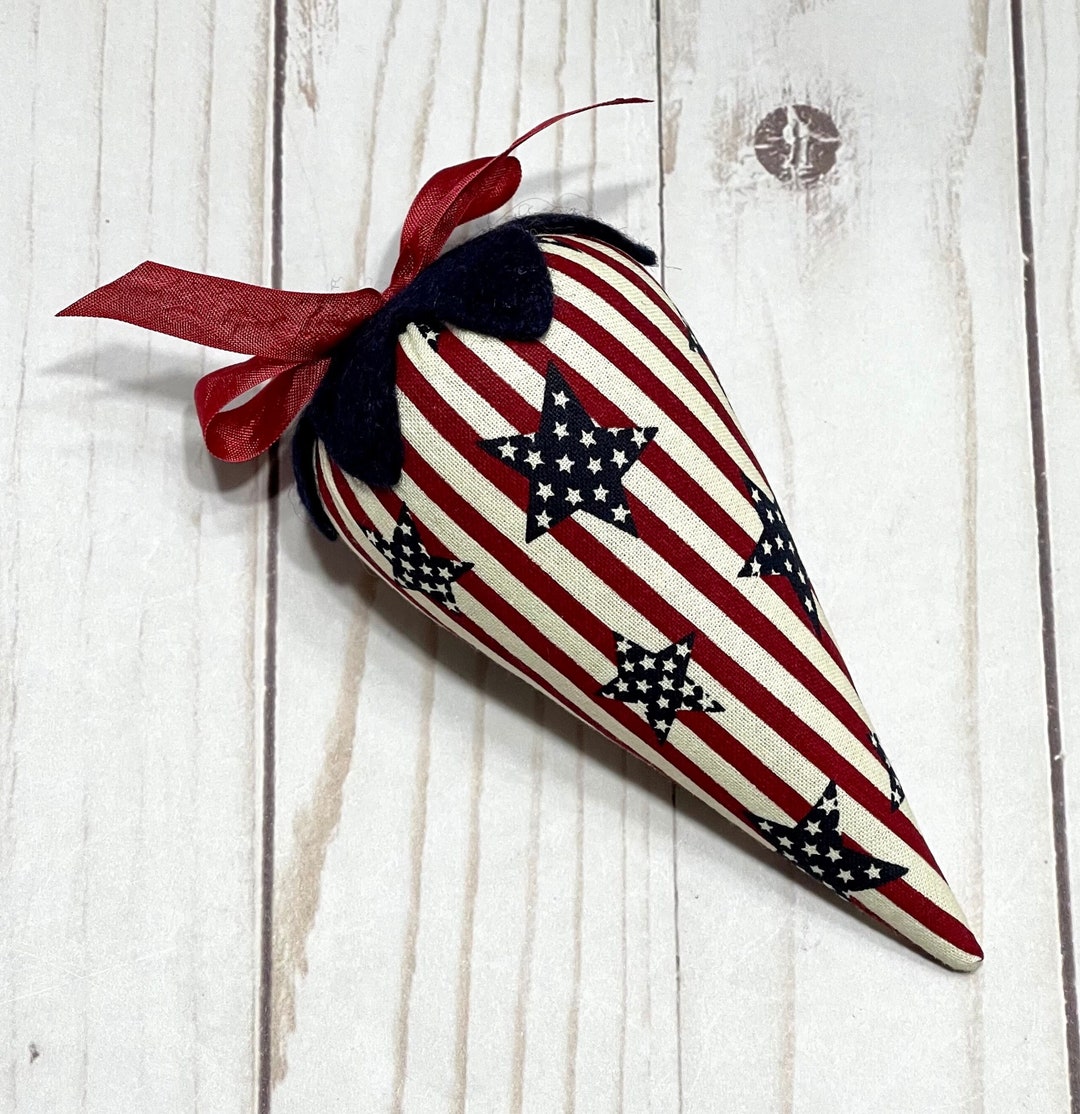 Americana Red & White Stripes With Stars Strawberry Emery | Pincushion ...