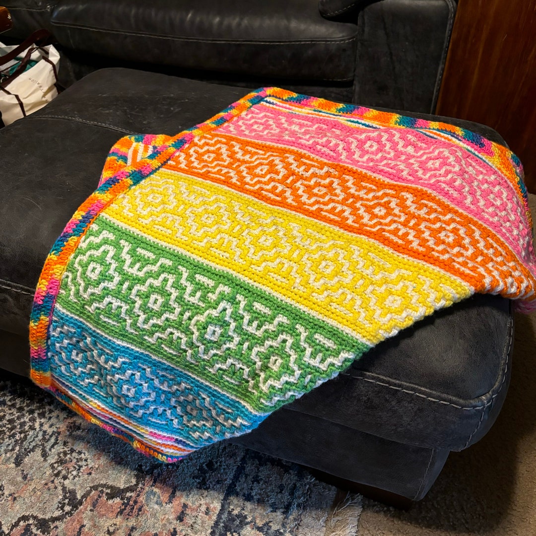 Mosiac Crochet Rainbow Themed Wall Hanging - Etsy