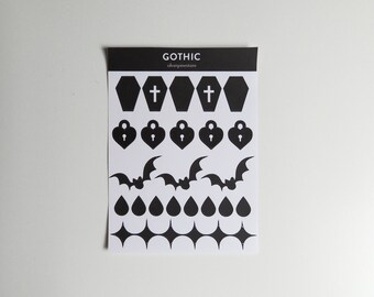 Dark Romantic Gothic Planner Sticker Sheet 24 Pieces, Minimal & Simple ...
