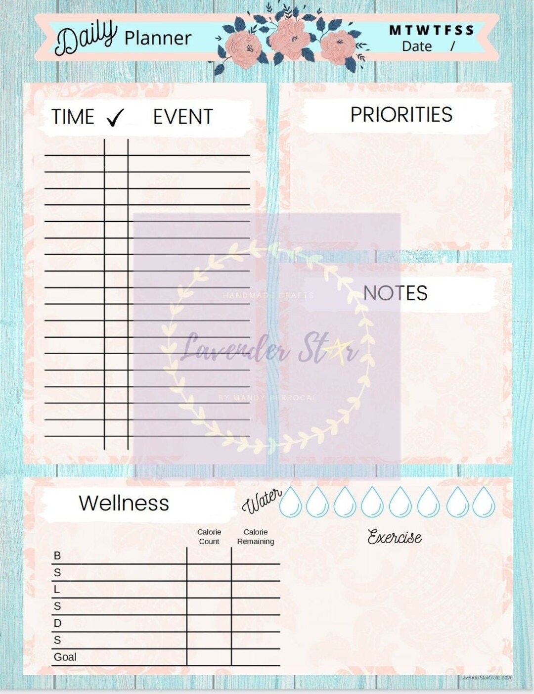 Country Chic Organizer Printable - Etsy