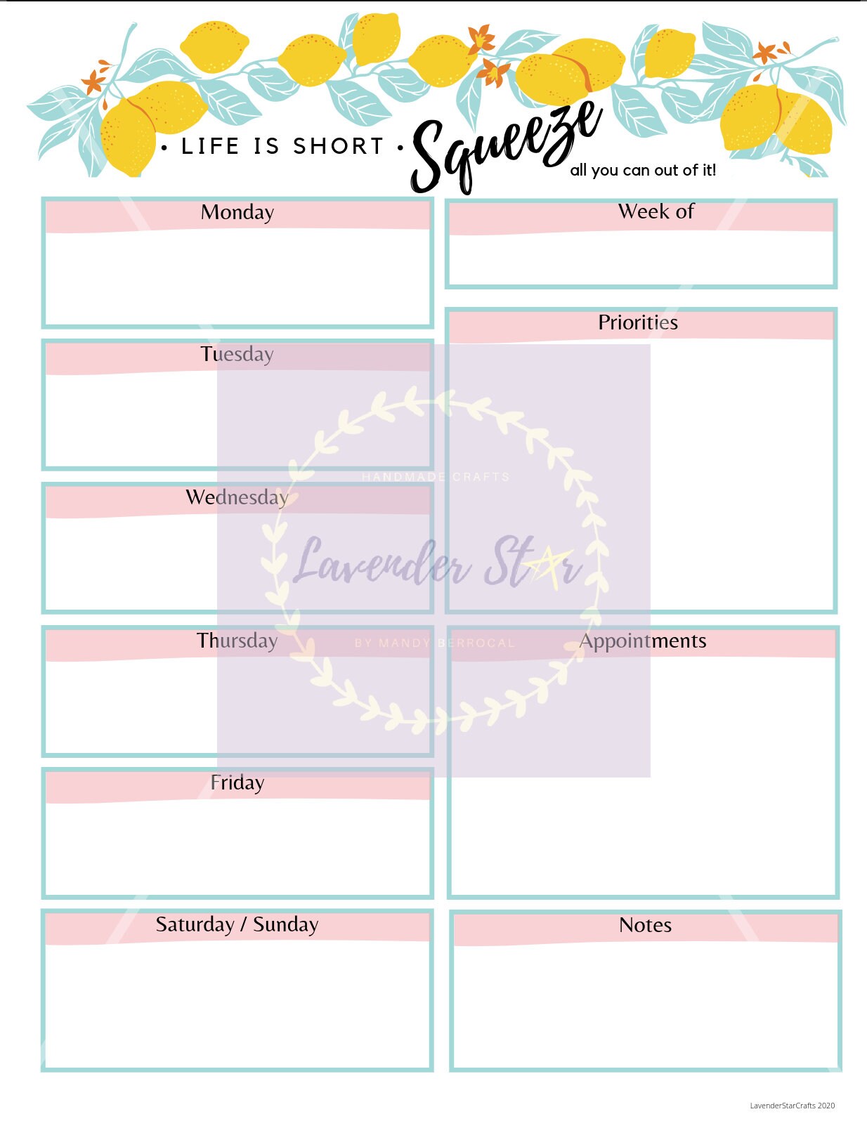 Organizer Printable Set - Citrus Theme - Etsy