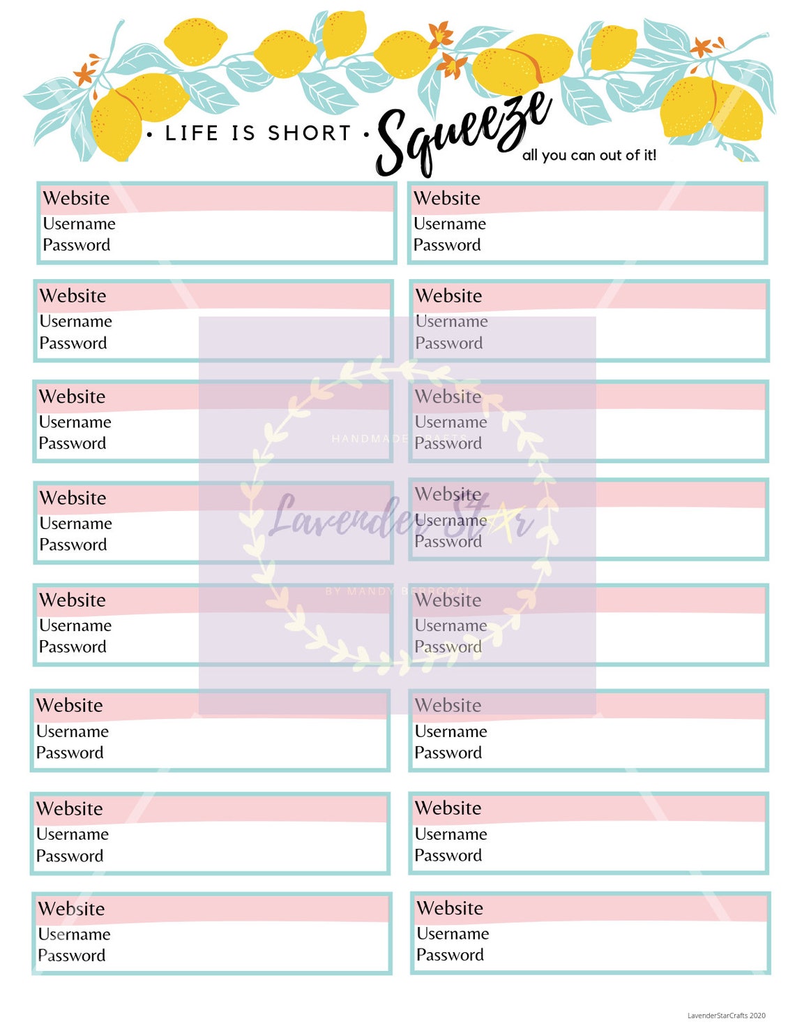 Organizer Printable Set - Citrus Theme - Etsy