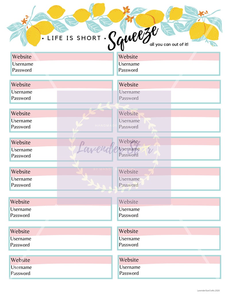 Organizer Printable Set - Citrus Theme - Etsy