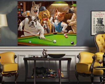 Dogs Playing Pool - Etsy