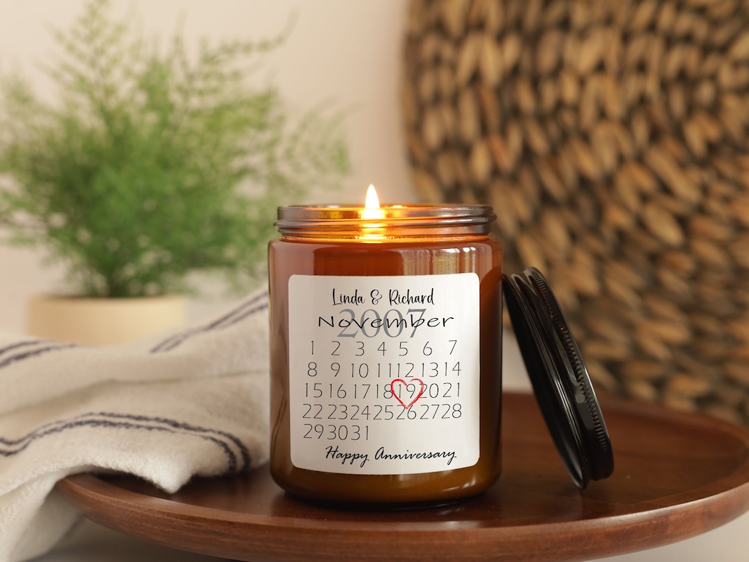 Personalized Happy Anniversary Customizable Dates and Names Candle ...