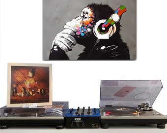 Monkey Headphone Art - Etsy