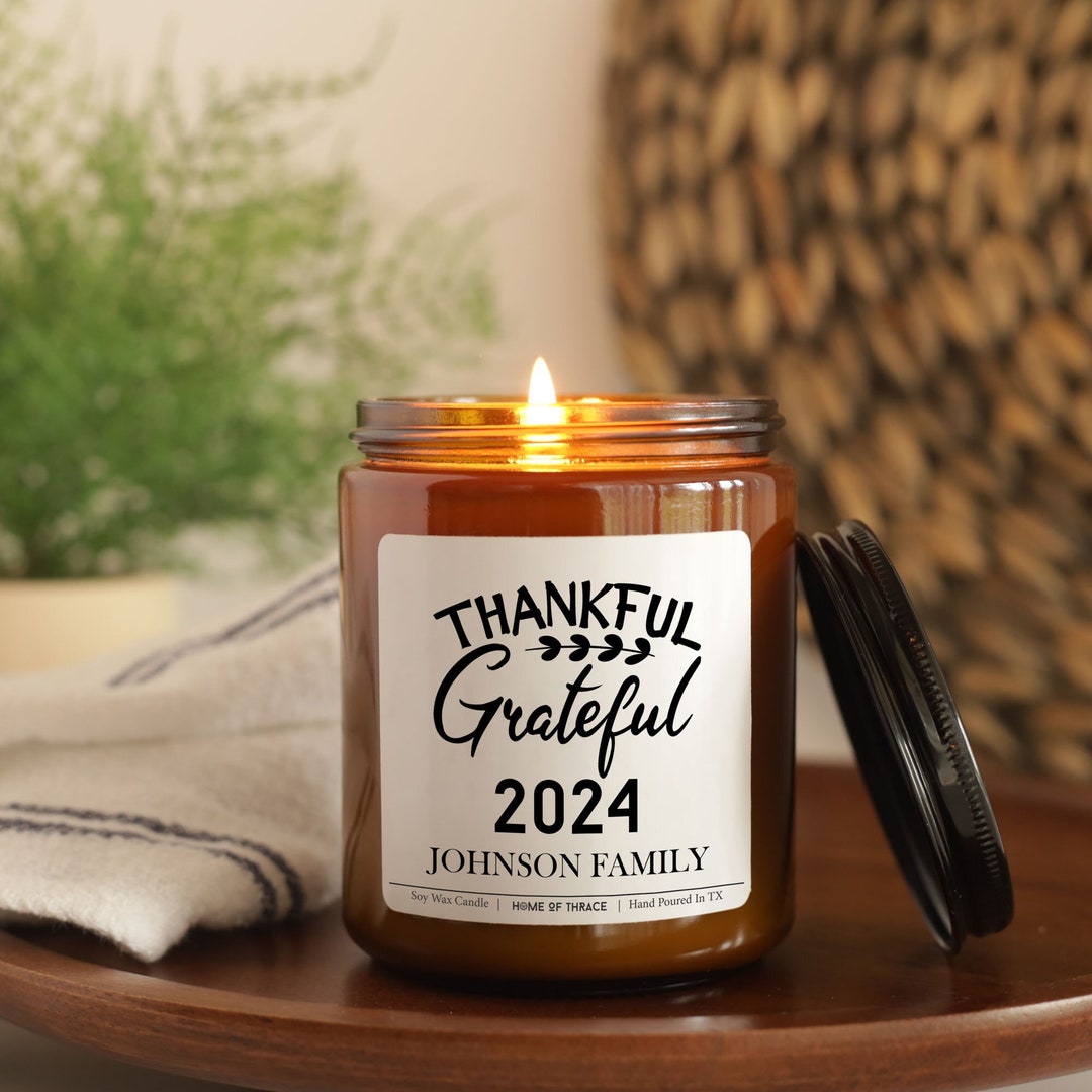 Thankful and Grateful Personalized Family Candle, Appreciation Gift for ...