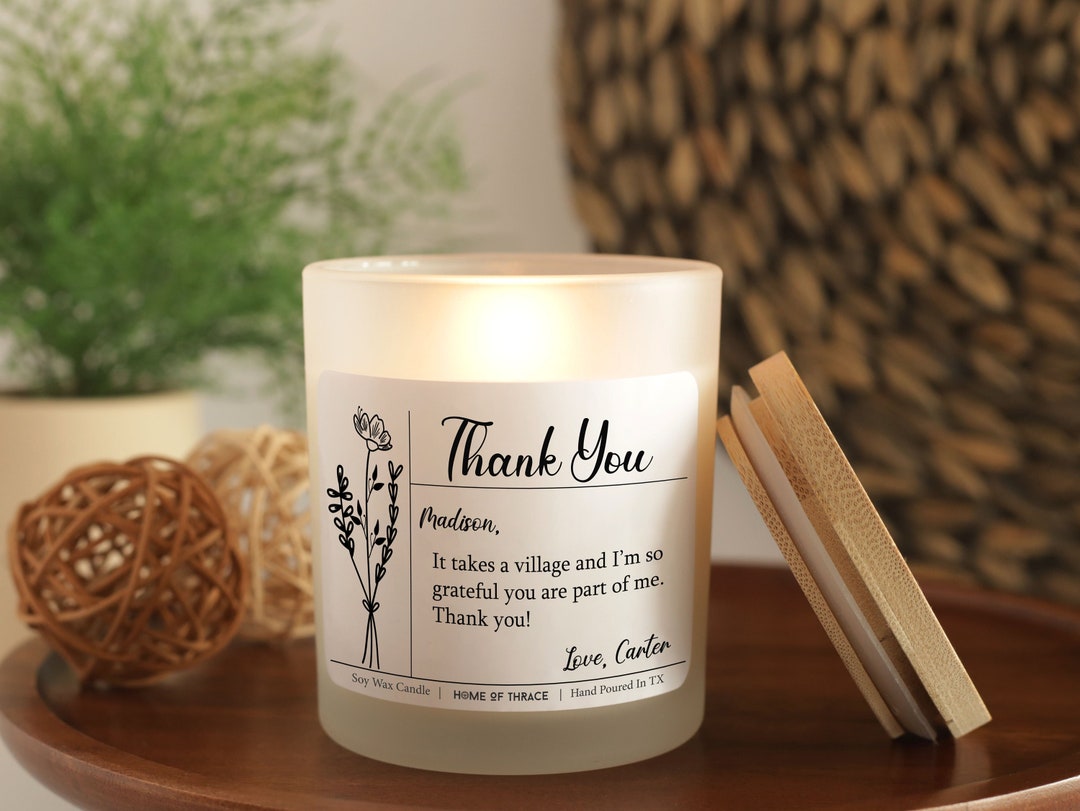 Custom Thank You Candle: All Natural Soy Wax, Appreciation Gift - Etsy