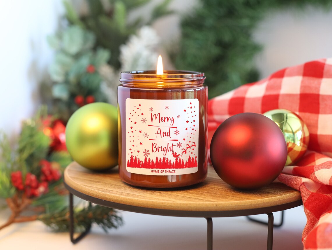 Merry and Bright Christmas Gift Candle | Holiday Decoration Idea ...