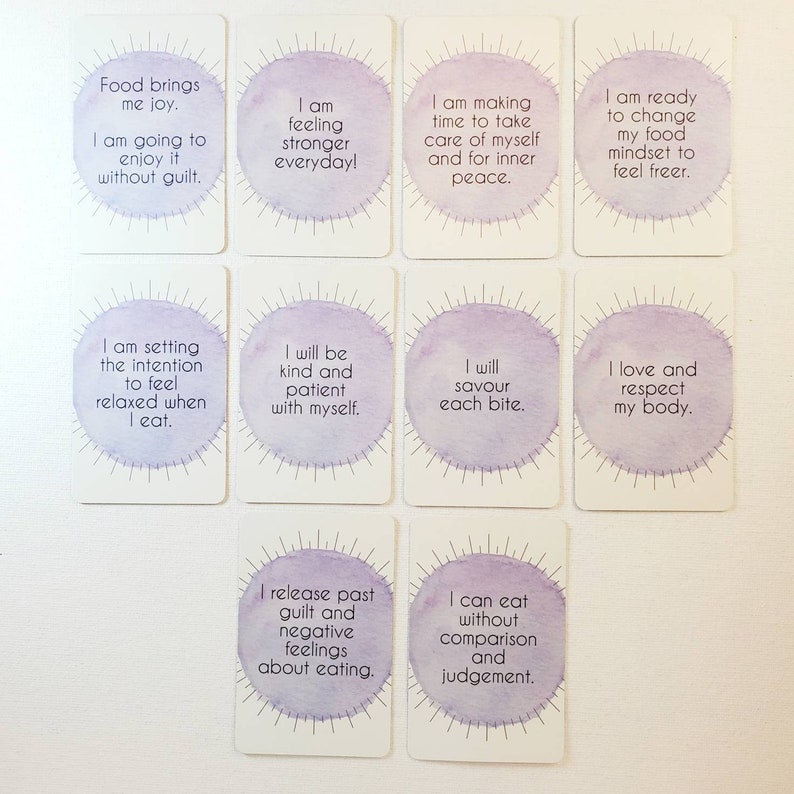 Food & Body Mindset Mantra Cards Eating, Self Love, Confidence, Mindful ...