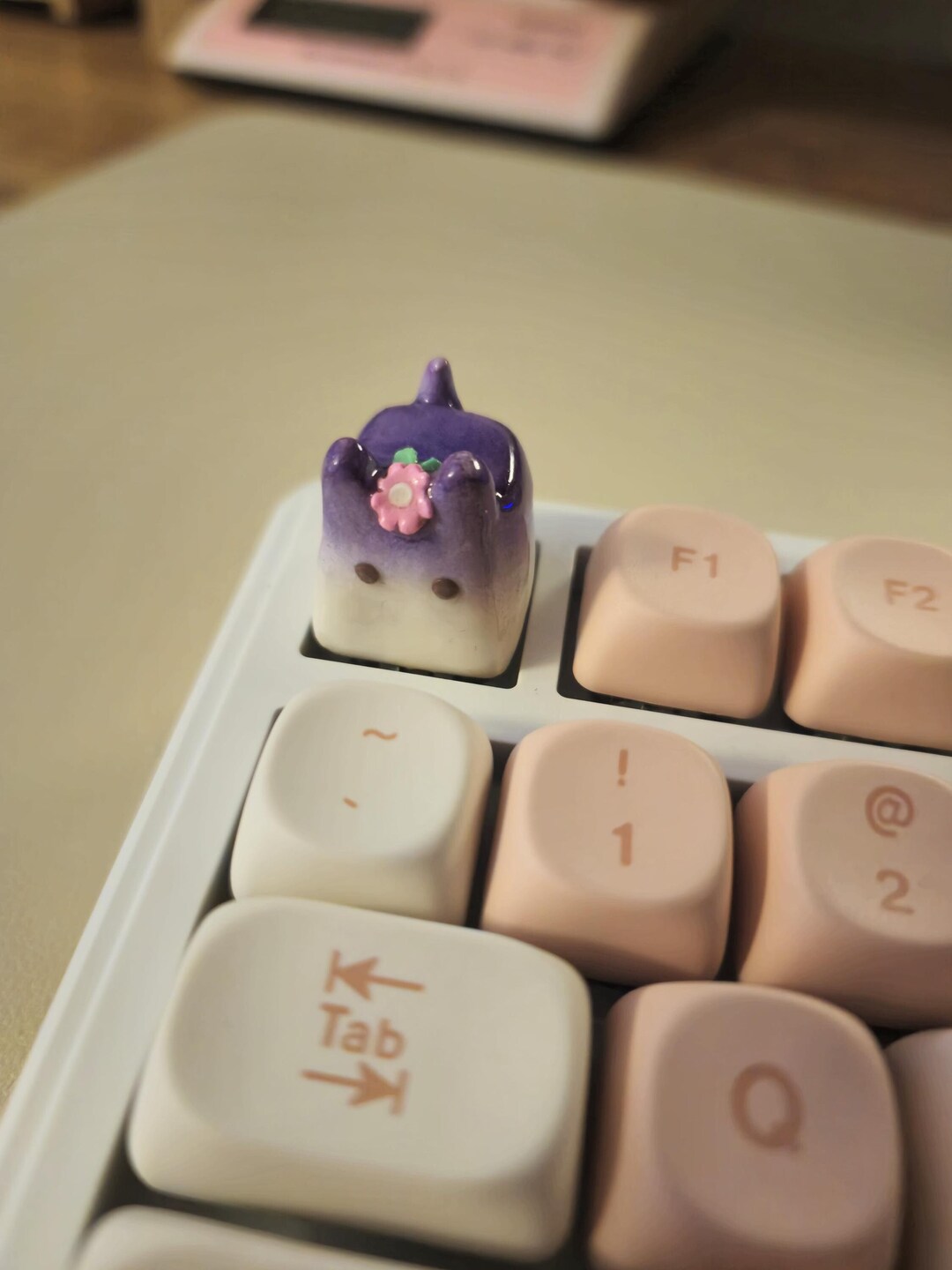 Purple Kitty Artisan Keycap | Kawaii Kitty Keycap | Artisan Keycaps ...