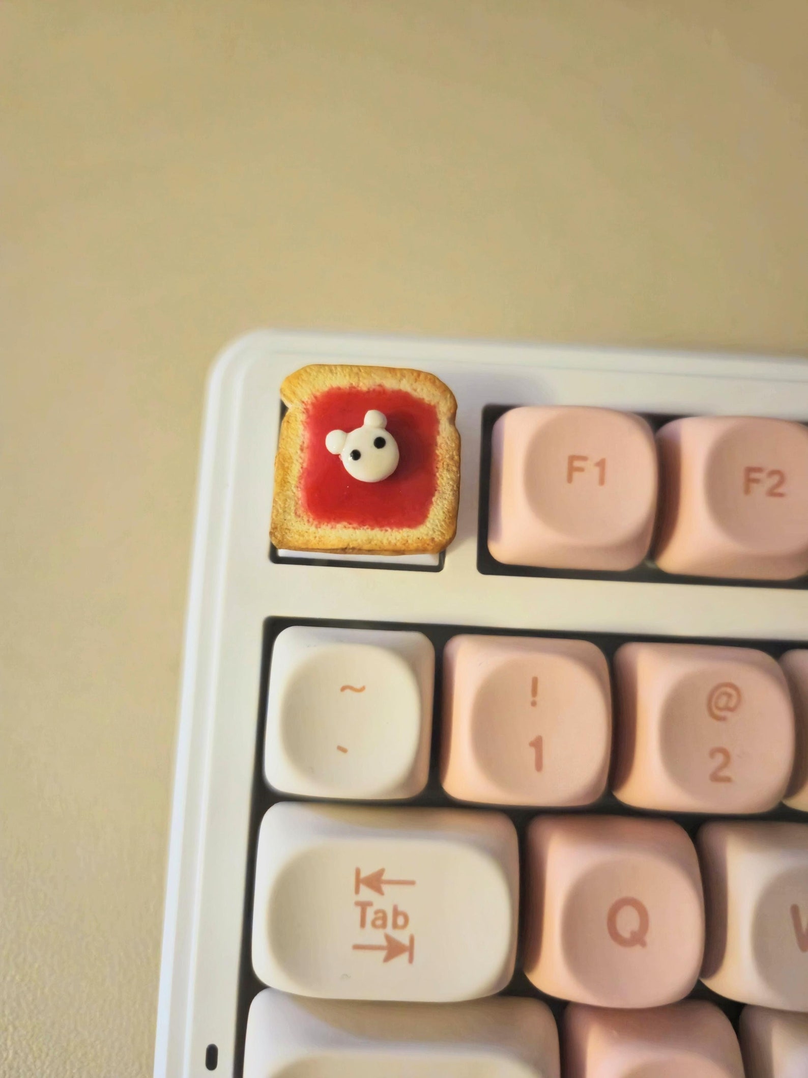 Strawberry Jelly Toast Handmade Artisan Keycap | Kawaii Keycaps | Cute ...